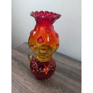 L. E. Smith | Accents | Vintage Amber Red Glass Oil Lamp Hurricane ...
